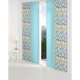 Schiebegardine WIRTH, B:60cm H:145cm, blau, Jacquard, Baumwolle, Polyester, Wohnzimmer, Gardinen, "Berlare", Inkl. Montagezubeh&ouml;r