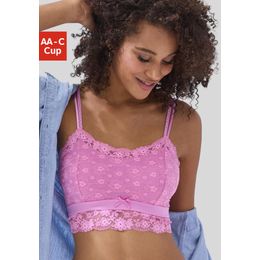 Vivance Damen Bralette-BH "Anisa", Gr. 75, pink, Spitze, Obermaterial: 86% Polyamid, 14% Elasthan, BHs, aus blumiger Spitze in leichter Longform,