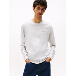 Tommy Jeans Herren Langarmshirt "TJM SLIM CHEST LINEAR LS TEE EXT", grau, Gr. M, Single Jersey, Obermaterial: 100% Baumwolle, Shirts, Mit