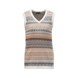 GOLDNER Damen Pullunder "Kurzgr&ouml;&szlig;e Kurzgr&ouml;&szlig;e - Wundersch&ouml;ner Pullunder mit Jacquardmuster", braun, Gr. 22, Obermaterial: 50% Baumwolle CO. 50%