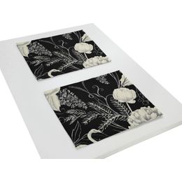 Platzset Adam, B:40cm L:30cm, schwarz-wei&szlig;, Obermaterial: 100% Baumwolle, Platzsets, "Eden", GOTS organic,zertifiziert durch CERES 0242Made in Germany