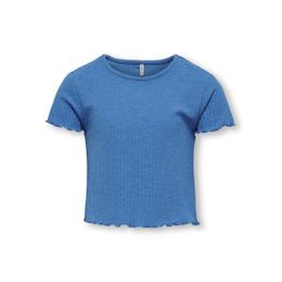 KIDS Only M&auml;dchen T-Shirt "KOGNELLA S/S O-NECK TOP NOOS JRS", blau, Gr. 122, unifarben, Jersey, Obermaterial: 65% Polyester, 30% Viskose, 5%
