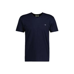 Gant Herren T-Shirt "T-Shirt SLIM SHIELD V-NECK T-SHIRT 1er Pack", blau, Gr. XL, Obermaterial: 100% Baumwolle CO., Shirts