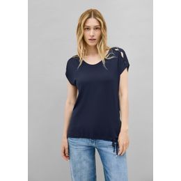 Cecil Damen T-Shirt, blau, Gr. XL, unifarben, Stoff, 97% Viskose, 3% Elasthan, Shirts, aus softer Viskose