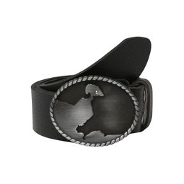 Damen Lederg&uuml;rtel, schwarz, Gr. 90, RETTUNGSRING G&Uuml;RTEL, unifarben, Leder, G&uuml;rtel, Schlie&szlig;e &raquo;Burg auf Fehmarn Schwarz Satiniert mit Swarovski-Kristall