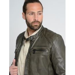 Mustang Herren Lederjacke "31022117", gr&uuml;n, Gr. S, Obermaterial: 100% Lammleder; Futter: 100% Baumwolle; &Auml;rmelfutter: 100% Polyester; Taschenfutter: