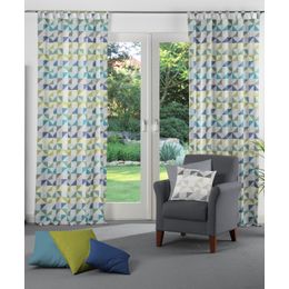 Vorhang WIRTH, B:132cm H:225cm, blau, Jacquard, Baumwolle, Polyester, Wohnzimmer, Gardinen, "Berlare"