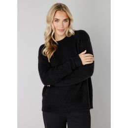 Base Level Damen Strickpullover "Yana", schwarz, Gr. 44, unifarben, Strick, Obermaterial: 43% Nylon, 26% Polyacryl, 13% Alpaka, 13% Wolle, 5%