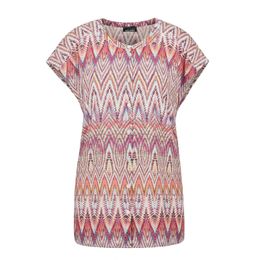 GOLDNER Damen Kurzarmbluse "Kurzgröße Kurzarm Printbluse für Damen multicolor", orange, Gr. 22, Obermaterial: 100% Viskose CV., Blusen