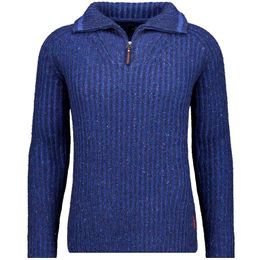 Ragman Herren Rundhalspullover, blau, Gr. M, 80% Wolle 20% Nylon, Pullover