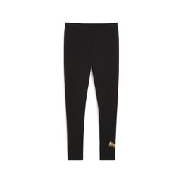 Puma Damen Leggings "ESS METALLIC Leggings Damen"schwarz metallic gold, Gr. XXL, Obermaterial: 95% Baumwolle, 5% Elasthan, Hosen