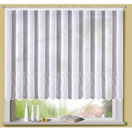 Gardine, B:450cm H:245cm, wei&szlig;, Stickereien Plauen, Polyester, Wohnzimmer, Gardinen, "Helena", veredelt mit echter Plauener Spitze Stickerei
