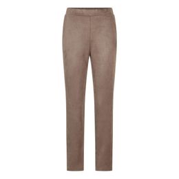 GOLDNER Damen Chinohose "Kurzgröße Hose LOUISA in Veloursleder-Optik"taupe, Gr. 19, Obermaterial: 95% Polyester PES. 5% Elasthan EL., Hosen