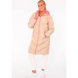 Zwillingsherz Damen Steppjacke ""Good Vibes Only"", beige, Gr. L, mehrfarbig, Steppware, Obermaterial: 100% Polyester, Jacken, mit Kapuze, Backprint