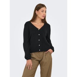 Only Damen Strickjacke "ONLADELE LS LACE MIX REVERS CARDI CC KNT", schwarz, Gr. XS, unifarben, Strick, Obermaterial: 75% Polyacryl, 22% Polyester, 3%