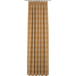 Vorhang Adam, B:145cm H:225cm, gelb, Jacquard, Baumwolle (Bio-Baumwolle), Wohnzimmer, Gardinen, "Romantic Puligny", aus 100% Bio-Baumwolle