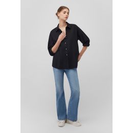 Mavi Damen Langarmbluse "LONG SLEEVE SHIRT", schwarz, Gr. L, unifarben, 70% Baumwolle, 30% Leinen, Blusen, Bluse langarm