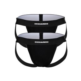 Dsquared2 Herren String "Jockstrap TWIN PACK JOCKSTRAP 2er Pack", Gr. L, schwarz, Obermaterial: 94% Baumwolle CO. 6% Elasthan EL., Unterhosen