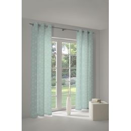 Vorhang Adam, B:145cm H:245cm, blau, Jacquard, Baumwolle (Bio-Baumwolle), Wohnzimmer, Gardinen, "Retro Floret", aus 100% Bio-Baumwolle