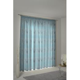 Vorhang WIRTH, B:132cm H:145cm, blau, Jacquard, Baumwolle, Polyester, Wohnzimmer, Gardinen, "Stuben"