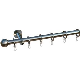 Gardinenstange Indeko, L:160cm &Oslash;:16mm, silber, Stahl, Gardinenstangen, "Formentor", Komplett-Set inkl. Ringen und Montagematerial
