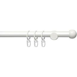 Gardinenstange Liedeco, L:200cm &Oslash;:20mm, wei&szlig;, Eisen, Gardinenstangen, "Fertigstilgarnitur 20 mm Power Kugel", Gardinenstange Komplett