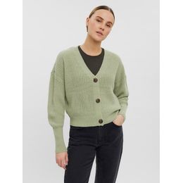 V&eacute;ro Moda VERO MODA Damen Strickjacke "VMLEA LS V-NECK CUFF CARDIGAN NOOS", beige, Gr. L, unifarben, Strick, Obermaterial: 100% Polyacryl, Strickjacken,