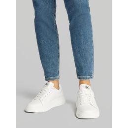 Damen Plateausneaker "CHUNKY CUPSOLE MONO LTH WN", Calvin Klein Jeans, Gr. 40, wei&szlig;, Leder, Lederimitat, Schuhe, Freizeitschuh, Halbschuh,