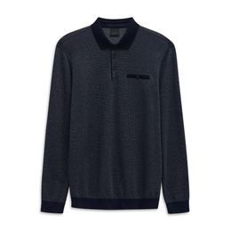 Bugatti Herren Langarm-Poloshirt "Modern Fit", grau, Gr. XL, unifarben, 70% Polyester, 30% Baumwolle, Shirts, mit Brusttasche und Knopfleiste