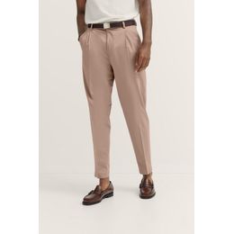 Bugatti Herren Bundfaltenhose, beige, Gr. 32, unifarben, 98% Baumwolle, 2% Elasthan, Hosen, mit Satin-Stretch