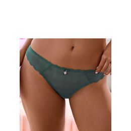 Vivance Damen String, Gr. 32, gr&uuml;n, Spitze, Obermaterial: 90% Polyamid, 10% Elasthan, Unterhosen, aus Netzspitze in transparenter Optik