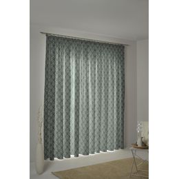 Vorhang Adam, B:145cm H:245cm, blau, Jacquard, Baumwolle (Bio-Baumwolle), Wohnzimmer, Gardinen, "Feathers", aus 100% Bio-Baumwolle
