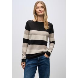Street One Damen Strickpulloverschwarz, Gr. 36, gestreift, Feinstrick, 71% Viskose, 29% Nylon, Pullover, im Streifen-Design