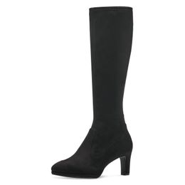 Tamaris Damen Stiefel, Gr. 40, schwarz, Textil, Veloursleder, unifarben, Schuhe, mit Stretchfunktion im Schaft, vegane Verarbeitung