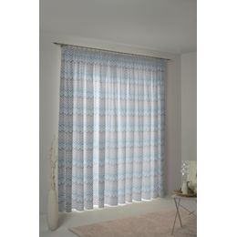 Vorhang WIRTH, B:132cm H:145cm, blau, Jacquard, Baumwolle, Polyester, Wohnzimmer, Gardinen, "Benewitz"