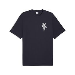 Puma Damen T-Shirt "Graphic Card Play Relaxed T-Shirt Herren"new navy blau, Gr. XL, bedruckt, Obermaterial: 100% Baumwolle; Rippe: 20% Polyester, 80%