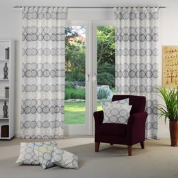 Vorhang WIRTH, B:132cm H:245cm, grau, Jacquard, Baumwolle, Polyester, Wohnzimmer, Gardinen, "Zirbello"