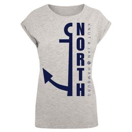 F4NT4STIC Damen T-Shirt "PLUS SIZE North Anker", grau, Gr. XL, Obermaterial: 100% Baumwolle, Shirts, Print