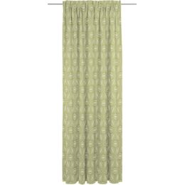 Vorhang Adam, B:142cm H:175cm, gr&uuml;n, Jacquard, Baumwolle, Wohnzimmer, Gardinen, "Retro Floret", aus 100% Bio-Baumwolle