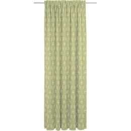 Vorhang Adam, B:142cm H:225cm, gr&uuml;n, Jacquard, Baumwolle, Wohnzimmer, Gardinen, "Retro Floret", aus 100% Bio-Baumwolle