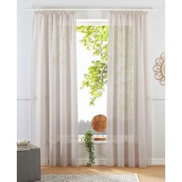 Gardine Bruno Banani, B:130cm H:225cm, beige, Polyester, Wohnzimmer, Gardinen, "Linus", 1 Schal, eingewebte Querstreifen, verschiedene Gr&ouml;&szlig;en