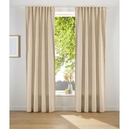 Vorhang, B:132cm H:225cm, beige, LeGer Home by Lena Gercke, Jacquard, Polyacryl, Polyester, Wohnzimmer, Gardinen, "LESKA", blickdicht, glatt, gewebt,