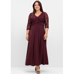 sheego Damen Abendkleid "Abendkleid", rot, Gr. 48, unifarben, 95% Polyester, 5% Elasthan, Spitze:100% Polyamid, Kleider
