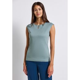 Street One Damen T-Shirt, blau, Gr. 46, unifarben, Web, 50% Baumwolle, 50% Modal, Shirts, im soften Baumwoll-Mix