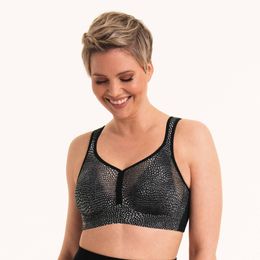 Anita active Damen Sport-BH "Air Control Deltapad", Gr. 80, grau, Netz, Obermaterial: 49% Polyamid, 39% Polyester, 12% Elasthan, Mesh, Netz,