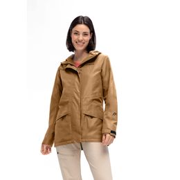 Maier Sports Damen Allwetterjacke "Da-Jacke mTEX Brocken Long W", braun, Gr. 42, unifarben mit Farbeinsatz, Obermaterial: 100% Polyester. Futter: