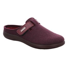 Rohde Damen Pantoffel "BARI", Gr. 36, rot, Filz, meliert, Schuhe, Hausschuh, Clog mit Klettverschluss-Riemchen