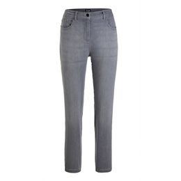 GOLDNER Damen 7/8-Hose "Slim Fit Jeans BELLA mit Dehnbund", grau, Gr. 40, Obermaterial: 56% Baumwolle CO. 27% Polyester PES. 14% Viskose CV. 3%