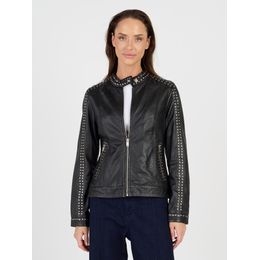 JCC Damen Lederjacke "870041", schwarz, Gr. XXL, Oberstoff: 100% Lammleder; Futter. 100% Baumwolle; Ärmelfutter: 100% Polyester, Jacken