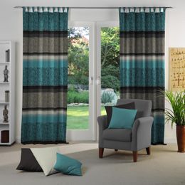 Vorhang WIRTH, B:132cm H:145cm, blau, Jacquard, Baumwolle, Polyester, Wohnzimmer, Gardinen, "Maribor"